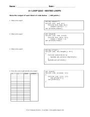 Nested Loops Quiz Doc Name Date A Loop Quiz Nested Loops Show The Output Of Each Block