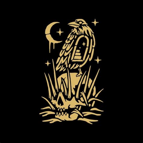 Premium Vector Human Skull And Crow Vector