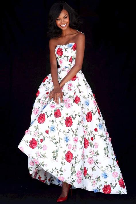 Sherri Hill 51795 Strapless Semi Sweetheart Floral Print Ballgown Ball Gowns Cocktail
