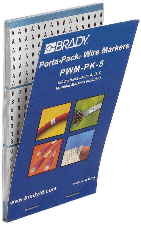 Brady PWM PK B Repositionable Vinyl Cloth Black On White Porta Pack Wire Marker Legend