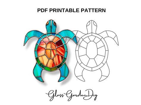 Cute Sea Turtle Ornament Stained Glass Pattern Pdf Printable Digital