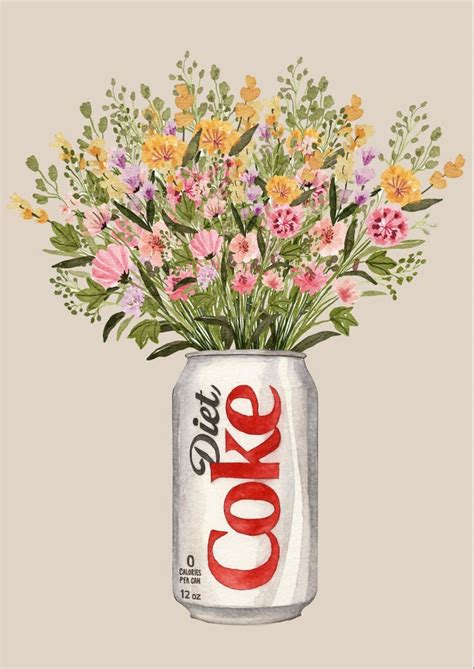 Diet Coke Flowers Can A4 Cheeky Scottish Wall Art Personalised