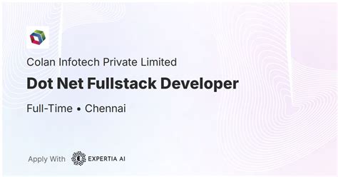 Dot Net Fullstack Developer Job Chennai Senior