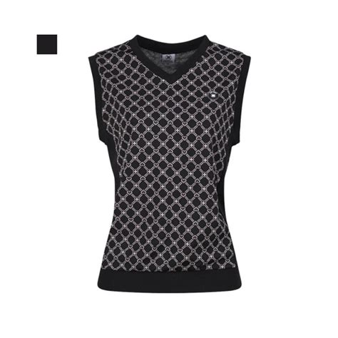 포스티 럭스골프 여성 브이넥 패턴 베스트 조끼 Mw4a534w