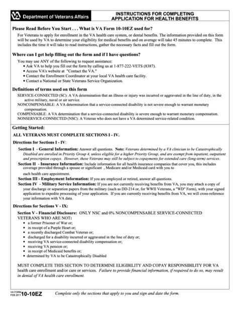 Va Form 10 10ezr Printable