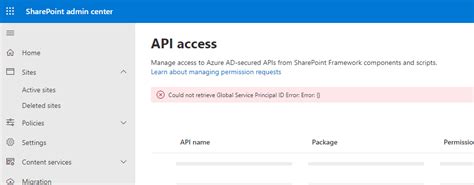 Error Could Not Retrieve Global Service Principal Id Error Error