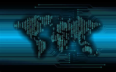 World Binary Circuit Board Future Technology Blue Hud Cyber Security Concept Background 2928910
