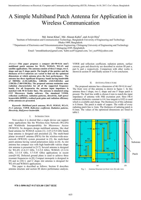 Pdf A Simple Multiband Patch Antenna For Application In Wireless