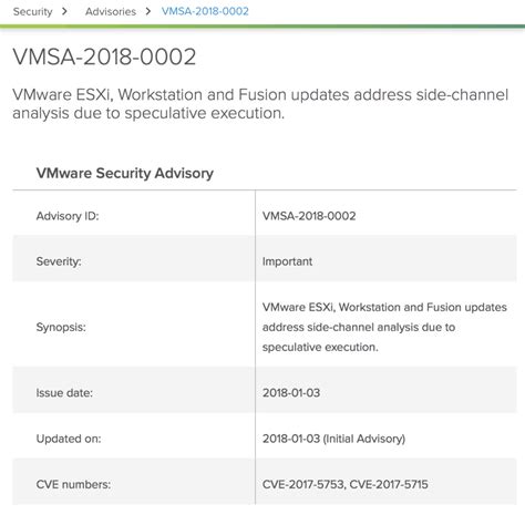 Vmware Security Advisories And Incident Response