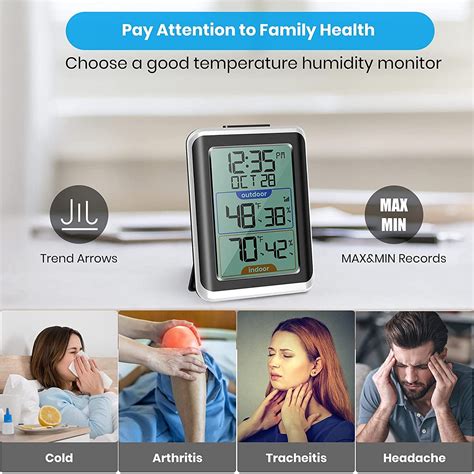 GEEVON Indoor Outdoor Thermometer Wireless Digital Hygrometer Temperat ...