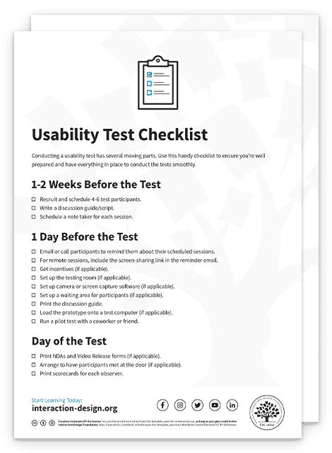 Get Your Free Template For “usability Test Checklist” Ixdf