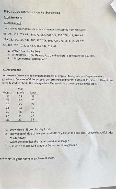 Solved Dsci 2029 Introduction To Statistics Excel Proiect 3
