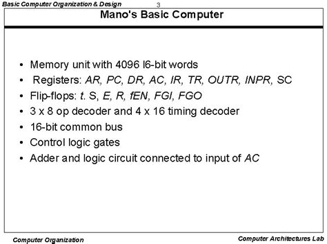 Basic Computer Organization Design 1 Basic Computer Organization