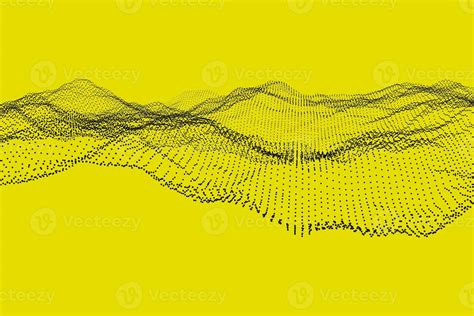 Big Data Technology D Illustration Dynamic Mesh Particles Move Randomly Background Design