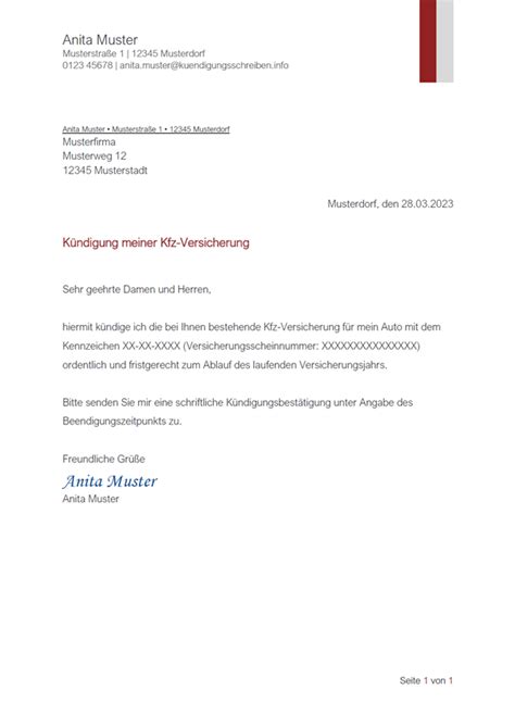 Kündigungsschreiben Muster And Vorlagen