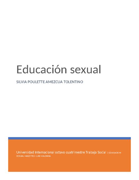 Educacion sexual Hsydube Introducción al estudio del derecho Universidad Internacional