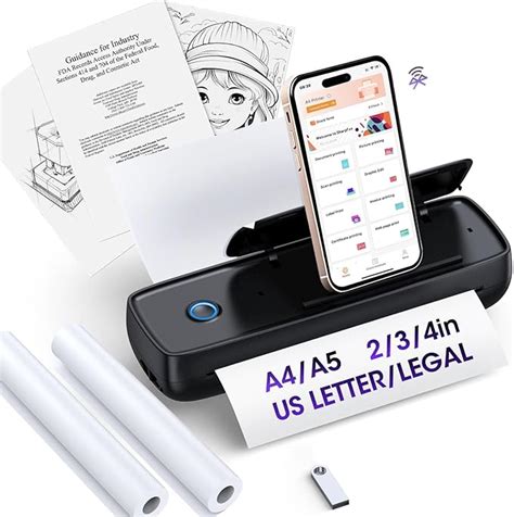 Gutherren Inkless Portable Printer Wireless For Travel 504dpi High Resolution