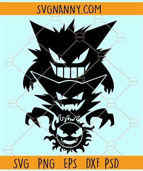 Ghostly Trio Svg Pokemon Svg Pokemon Gengar Svg Haunter Svg Gastly