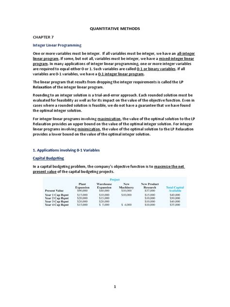 An Introduction To Integer Linear Programming Models And Their