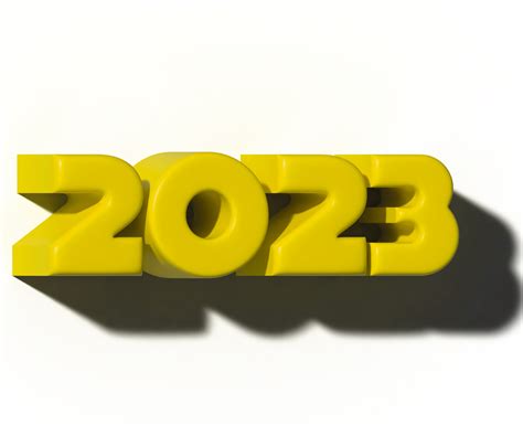 2023 New Year 3d Effect The Number 2023 Yellow 3d Rendering 16326564 Png