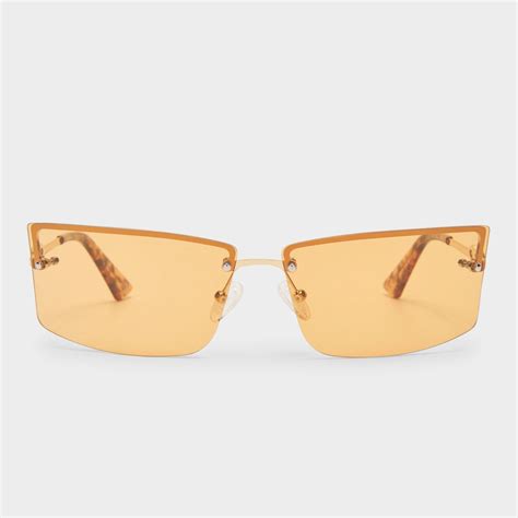 Alien Bright Gold Uni Sex Rectangle Sunglasses Le Specs