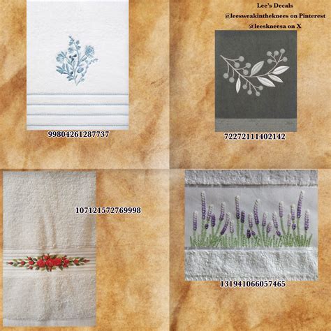 Towel Codes For Bloxburg Roblox Towel Bloxburg Decals Codes