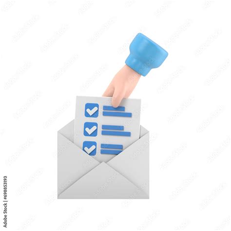 3d Mail Envelope Icon With Task Management Todo Check List In Hand