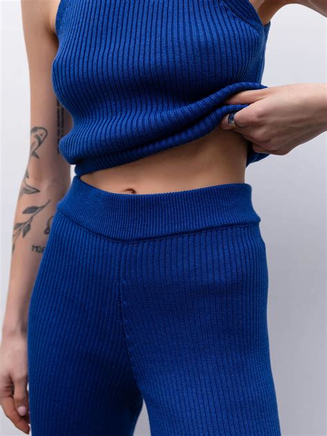 Штани кльош вязані сині купити з доставкою по Україні ціни відгуки фото Diadia D10340028