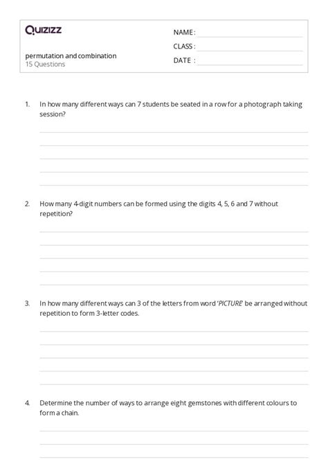 Quiz And Worksheet Calculating The Probability Of Combinations Worksheets Library