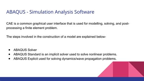 ABAQUS Software Finite Element Analysis Pptx
