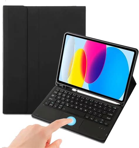 Capa Com Teclado Para Ipad 10 Forro Aveludado Com Suporte Para Pencil Auto Hibernação 109