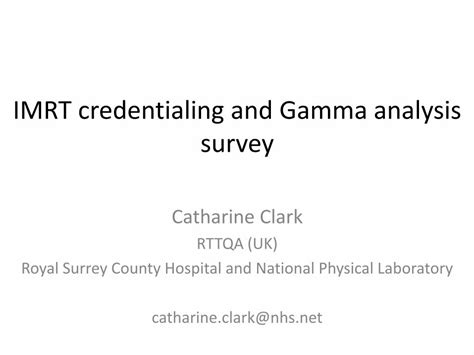 Pdf Imrt Credentialing And Gamma Analysis Survey · Recommendations