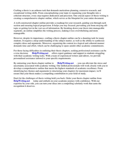 Thesis Chapter Outline Pdf Thesis Data Analysis