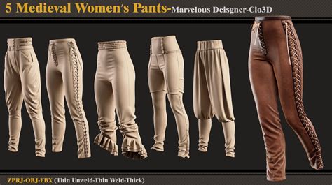 Artstation 5 Medieval Womens Pantsmarvelous Designer Clo3dzprj
