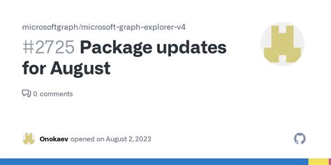 Package Updates For August · Issue 2725 · Microsoftgraphmicrosoft Graph Explorer V4 · Github