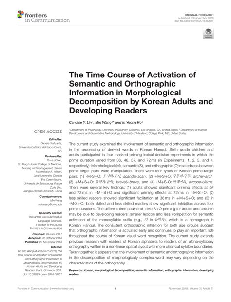 Pdf The Time Course Of Activation Of Semantic And Orthographic