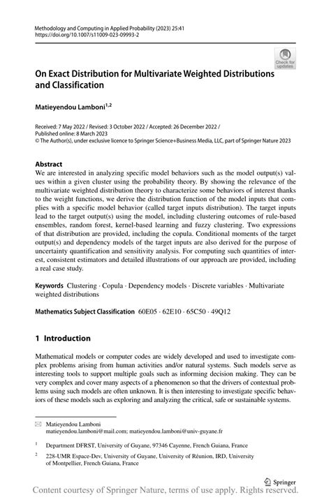 On Exact Distribution For Multivariate Weighted Distributions And Classification Request PDF