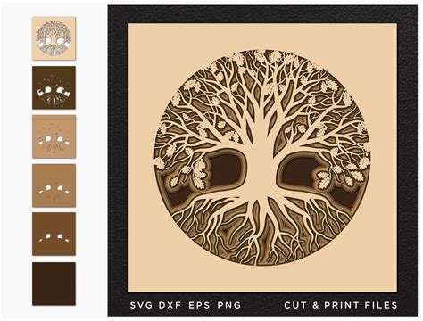Tree Of Life Svg D Cut File Tree Of Life Cut Multilayer D Geometric Digital Templates SVG