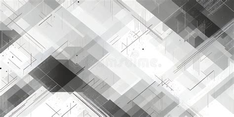 Abstract Monochrome Background Featuring Geometric Shapes And Intersecting Lines And Dots Stock