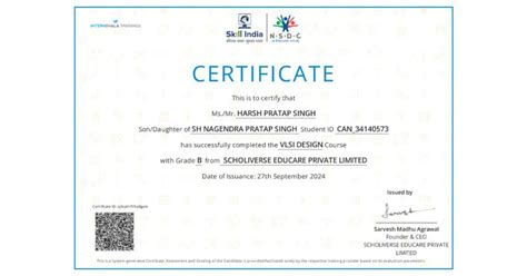 Harsh Pratap Singh On Linkedin Successfully Completed The Vlsi Design Training From Internshala