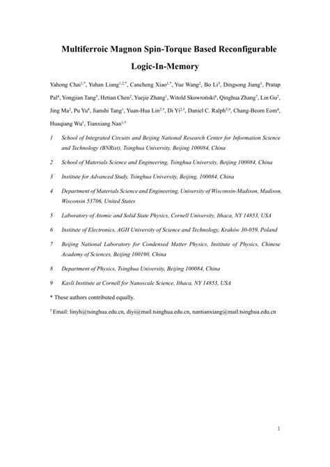 Pdf Multiferroic Magnon Spin Torque Based Reconfigurable Logic In Memory
