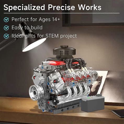 mould king v8 engine building blocks sets v8 engine model kit that run