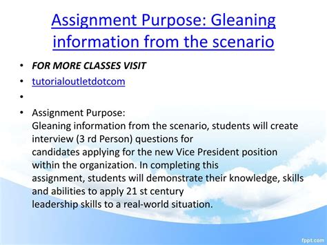 Ppt Assignment Purpose Gleaning Information From The Scenario