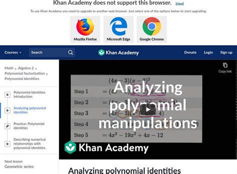 Khan Academy Algebra Ii Analyzing Polynomial Identities Instructional Video For 9th 10th
