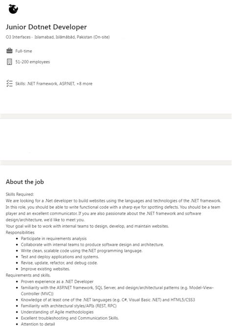 Dotnet Developer Job At O3 Interfaces Pvt Limited 2025 Job Advertisement Pakistan