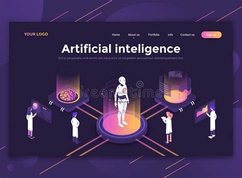 Flat Modern Design Of Website Template Artificial Inteligence Stock Vector Illustration Of