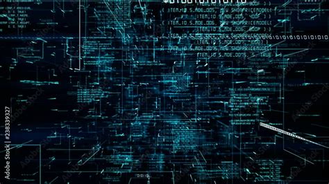 Futuristic Abstract Programming Blue Digital Code Seamless Flythrough