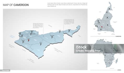 카메룬 국가의 벡터 세트입니다 등각 3d지도 카메룬지도 아프리카지도 지역 주 이름과 도시 이름 0명에 대한 스톡 벡터 아트 및 기타 이미지 Istock
