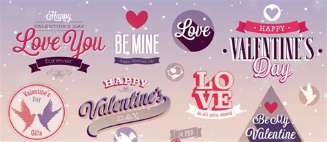Romantic Valentines Ui Elements Vector Set Free Vector Download