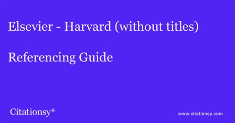 Elsevier Harvard Without Titles Referencing Guide ·elsevier Harvard Without Titles